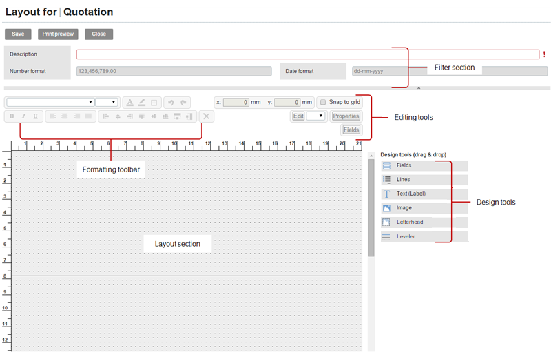 Knowledge Base - Layout | General information about the layout editor